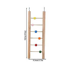 Parrot Ladder, Wooden 6 Ladder Climbing Toy Hanging Swing for Bird Parrot Parakeet Cockatiel Macaw African Grey Cockatoo Lovebird Finch(Beads) Ladders