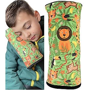 HECKBO Jungle car Travel Pillow for Children - Machine Washable - Soft and Cuddly car Seatbelt Pillow Cover Pillows Protection car Pillow, Travel Pillow, Vacation - 11.81” x 4.72”