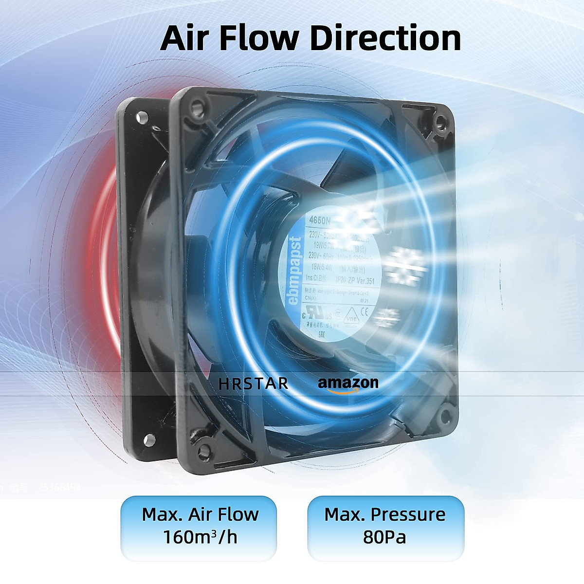 HRSTAR for ebmpapst 4650N AC 230v 120 X120 X38MM All Metal High Temperature Resistant Axial Cooling Fan