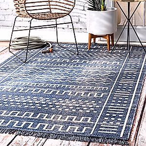 nuLOOM Cora Tribal Indoor/Outdoor Area Rug, 10' x 14', Blue