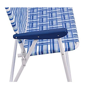 Rio Brands 16" Extended Height Folding Double Wide Web Loveseat Lawn Chair, Blue/White