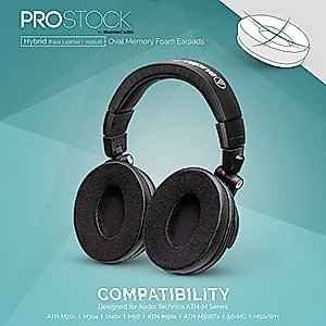 ProStock Hybrid - Custom Upgraded ATH M50X Replacement Ear Pads, Improved Comfort, No Change in Sound, Crafted Earpads Desgined for ATH M50X, M50BTX, M40X Headphones