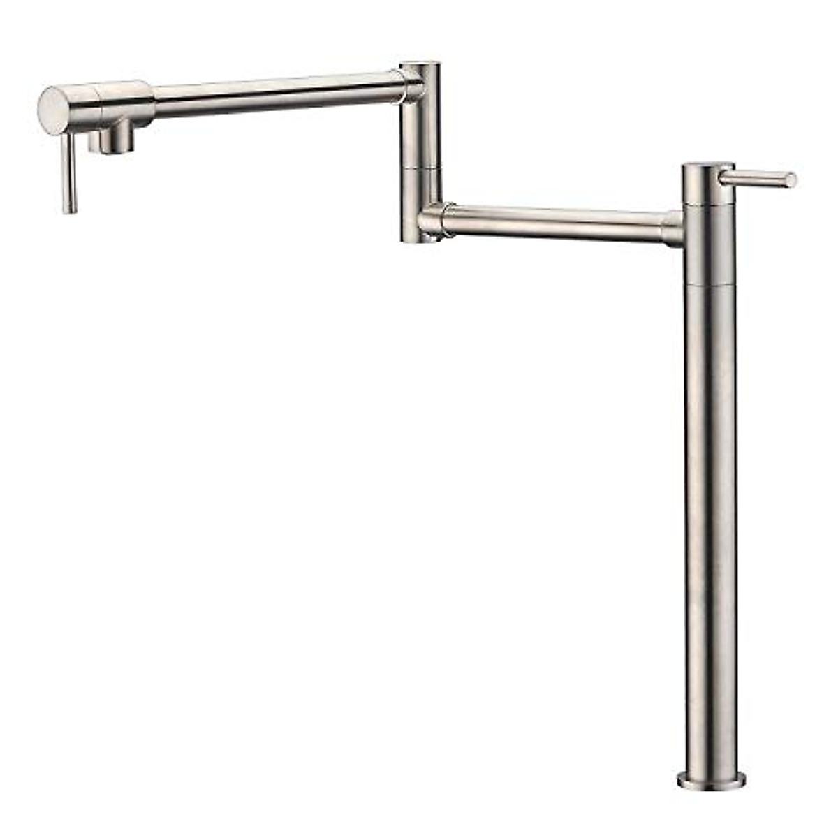 Deck Mount Pot Filler Faucet Brushed Nickel Finish with Extension Shank and 20" Dual Swing Joints Spout, SUMERAIN