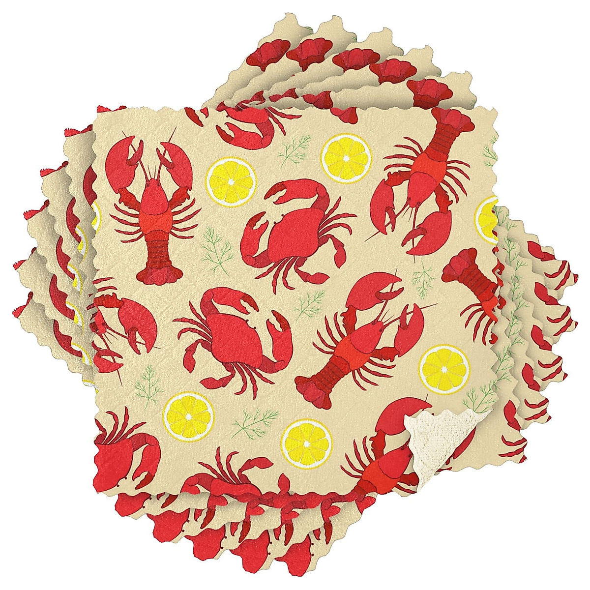 senya 6 Pack Dish Cloths Dish Towels Lemon Crawfish Reusable Kitchen Hand Towels