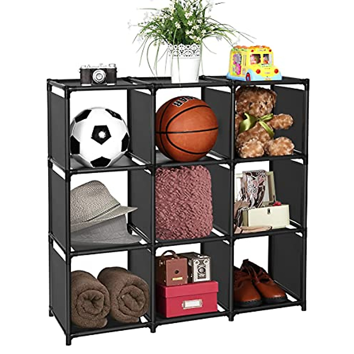 FIDUCIAL HOME 9 Cubes Storage Organizer, Sturdy Metal Frame, Black