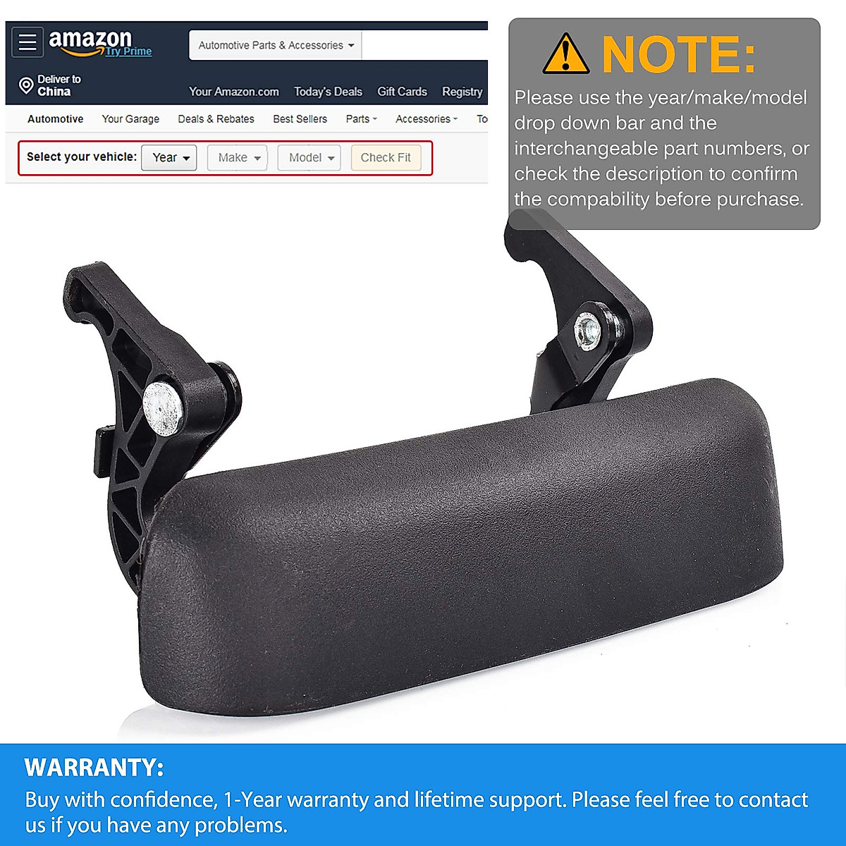 FAERSI Exterior Tailgate Door Handle Textured Black Lift Gate Rear Latch Handle Replacements for Ford Ranger 1998-2011, 01-07 Mazda B2300, 98-01 Mazda B2500, 98-07 Mazda B3000 B4000, 90695 FO1915109