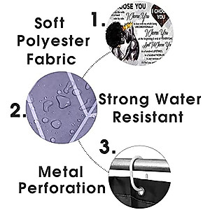 MrLYouth Cute Black Girl Shower Curtain Sets with Non-Slip Rugs ,Toilet Lid Cove and Bath Mat,Waterproof Polyester Fabric Afro Women Bathroom Set African Girl Shower Curtains for Bathroom