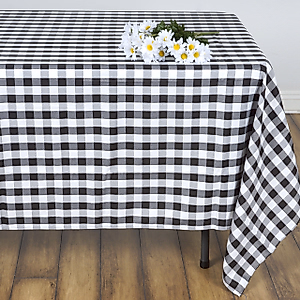 TABLECLOTHSFACTORY Perfect Picnic Inspired Checkered 54" Square Polyester Tablecloths White/Black