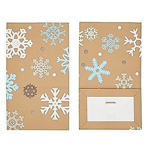 36 Pack Winter Snowflake Gift Bags, Small Christmas Paper Treat Bags for Holiday Party Favors (5 x 8.7 x 3.2 In)