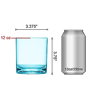 Amazing Abby - Probity - 12-Ounce Plastic Tumblers (Set of 6), Plastic Drinking Glasses, Mixed-Color Reusable Plastic Cups, BPA-Free, Shatter-Proof, Dishwasher-Safe