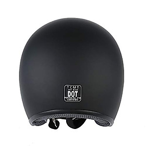 TCT-MOTORPARTS Adult Helmet 3/4 Open Face Motorcycle Scooter DOT Helmet Sun Visor Size Small Matte Black