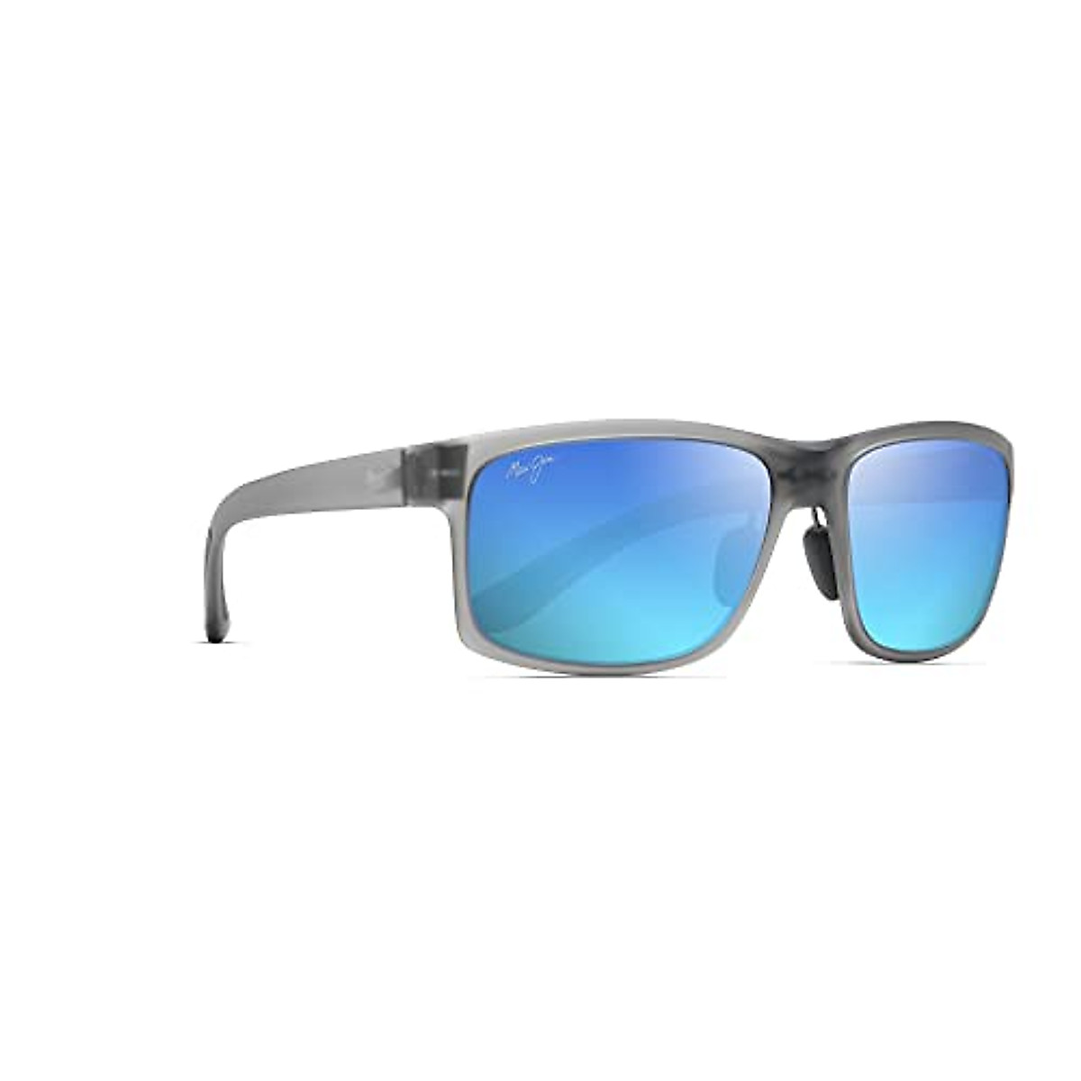 Maui Jim Pokowai Arch W/Patented Polarizedplus2 Lenses Rectangular Sunglasses Pure Collection Polarized, Translucent Matte Grey/Blue Hawaii, Medium