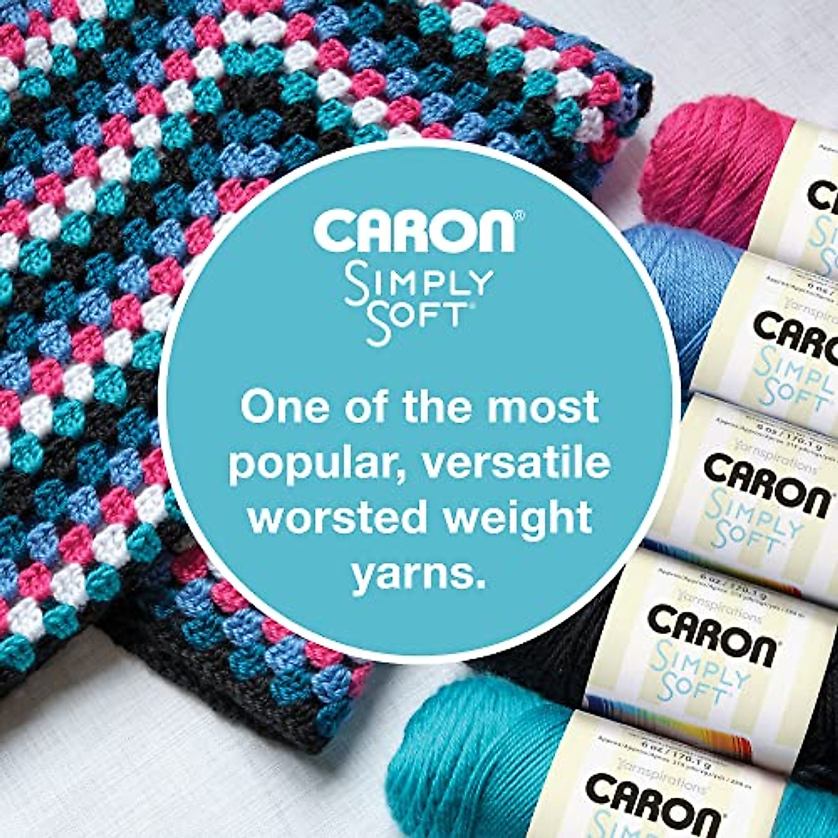 Caron Simply Soft Worsted Yarn - Saturday Blue Jeans Ombre, Acrylic, 3 Pack of 141g/5oz, 235 Yards, Knitting/Crochet