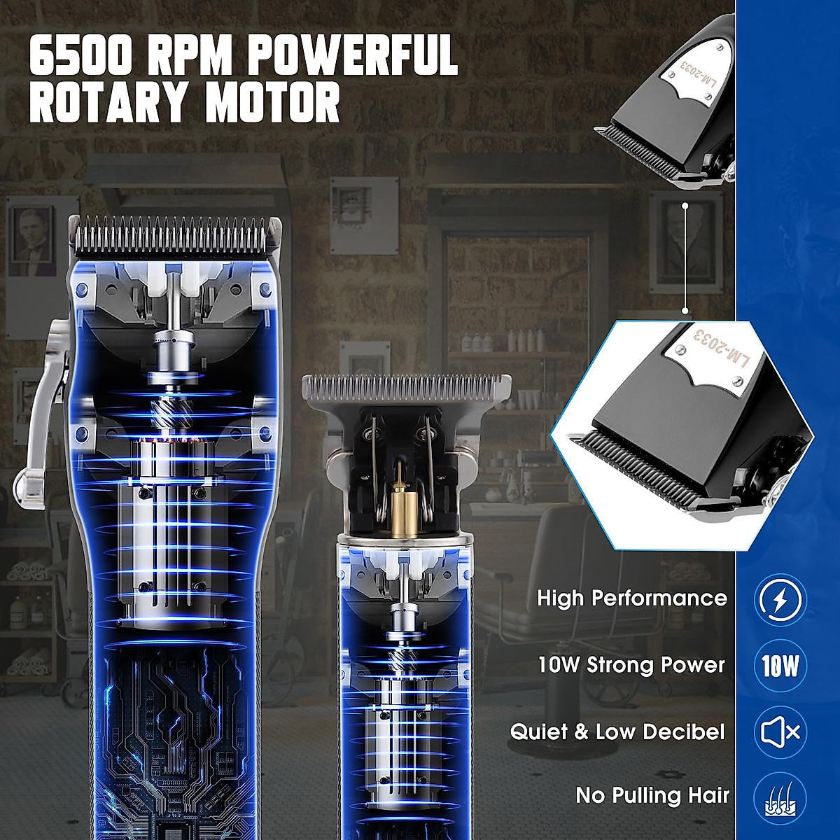 PTBYSMY Hair Clippers for Men, Professional Cordless Barber Clippers and Beard Trimmer Set, Complete Hair Cutting Kit with 16Pcs Guide Combs, LED Display, T Blade Trimmer, Storage Bag for Hair Cutting