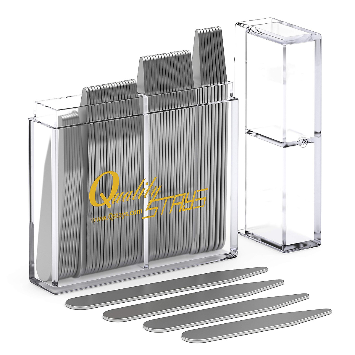 Collar Stays - Premium Metal Collar Stays for Men - 52-Piece Set in 4 Sizes for Crisp Dress Shirt Collars