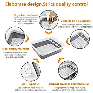 Goderewild Collapsible Dish Rack with Drainboard for Drying Dishes - Space-Saving Foldable Design with Dinnerware Storage Tray/Basket - Perfect for Kitchen Counter Organization
