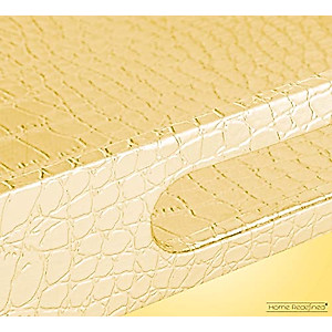 Home Redefined 18”x12” Rectangle Alligator Faux Leather Decorative Serving Tray with Handles, Gold