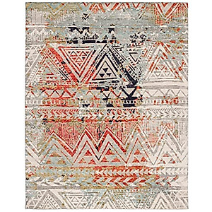 SAFAVIEH Samarkand Collection 9' x 12' Red/Green SRK180Q Hand-Knotted Boho Tribal Distressed Premium Wool Living Room Dining Bedroom Area Rug