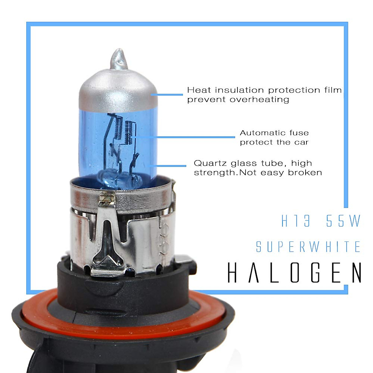 NSLUMO H13 9008 P26.4t Halogen Headlight Bulbs 65/55W High/Low beams Car Headlights Lamp for mazda Car Light Source parking (H13 12V 15/55W)