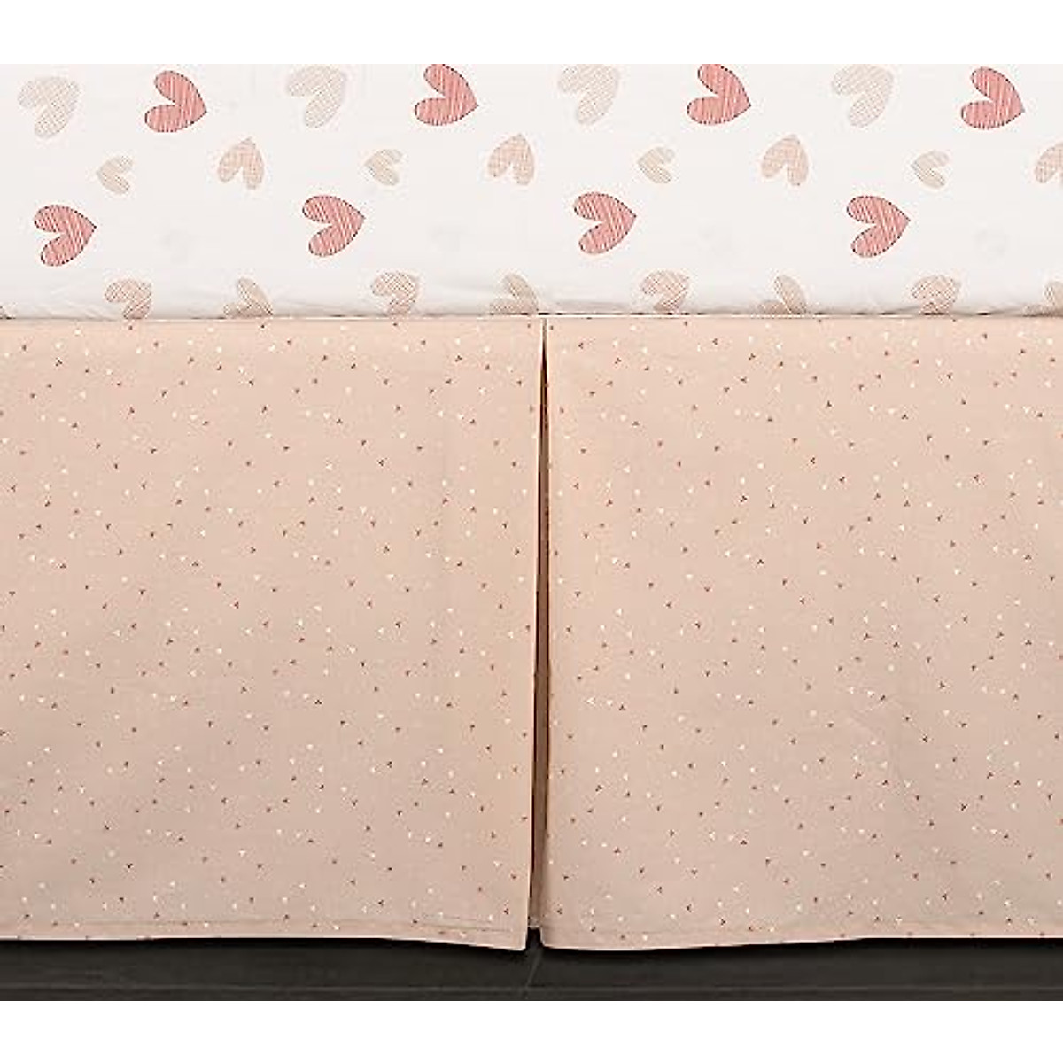 Bedward 100% Cotton (Excluding Quilt Filling) 3 Piece Baby, Toddler Crib Bedding Set ; Includes Fitted Sheet, Bed Skirt and Comforter Quilt for Nursery (Hearts)