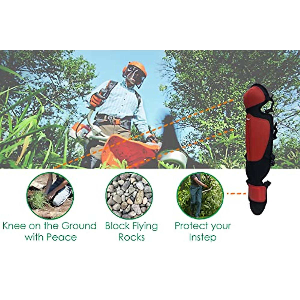 Shinegro Protective Shin Guard Brush Gaiter with Comfortable Sponge Cushion for Trimming Weed Eating Mowing