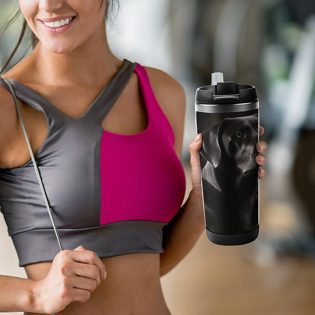 Black Labrador Travel Coffee Mug Stainless Steel Water Bottles Insulated Water Bottle Travel Mug Insulated Tumblers Travel Coffee Tumbler 12 Oz Coffee Tumbler Travel Cup