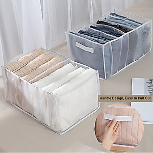 CulRun Wardrobe Clothes Organizers, Foldable 6 Grids Wardrobe Organizer, Portable Clothes Drawer Organizors, Washable Wardrobes Storage Organizer for Sweats, Shirt, Legging, Skirts, Socks, 3PCS, White