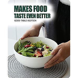 Lareina Large Soup Salad Pho Bowls for Kitchen, Premium 8 Inch 60 oz Ceramic Bowls Set for Ramen,Noodle, Cereal, Microwavable, White, 3PCS, Great Gift