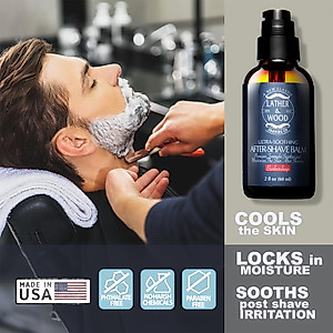 Lather & Wood - Barbershop Aftershave for Men - Long-Lasting Fragrance, Non-Greasy Formula, Easy Pump Dispener, Gentle and Subtle Scent