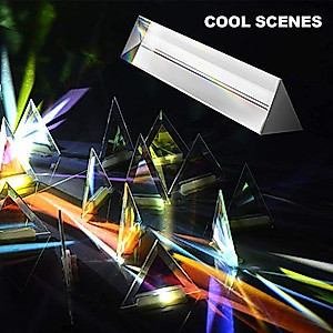 Young4us 2 Pack 6-inch Crystal Optical Glass Triangular Prism for Photography, Kids, Science, Teaching Light Spectrum, Physics and Taking Photos Pictures (Set of 2, 150mm)