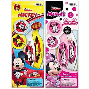 JA-RU Disney Micky & Minnie (12 Balls in 6 Packs) Punch Balls Balloons Fidget Ball Inflate & Punch Fidget Toy Inflatable Big Bounce Ball Stress Relief Punching Bag Toy for Kids. Ass-7807-6