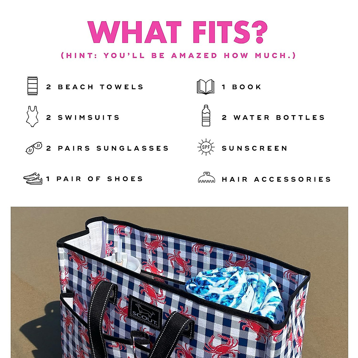 SCOUT BJ Bag - Large, Utility Tote Bag for Women, Nurses, Teachers and Moms with Zipper & 4 Exterior Pockets for Organizing