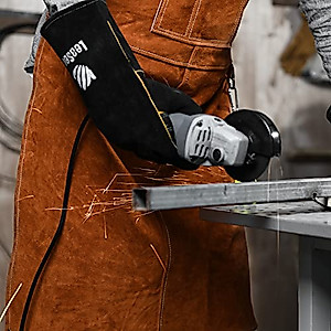 Leather Welding Work Apron - Heat Resistant & Flame Resistant Bib Apron, Flame Retardant Heavy Duty BBQ Apron, Adjustable Fit M-XXXL Men & Women (24" X 36" Tan)