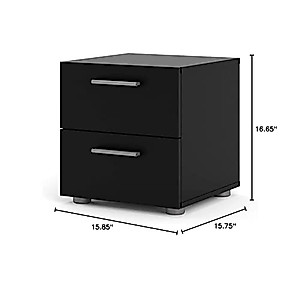 Tvilum 2 Drawer Bedroom Nightstand Nighstand, 15.75 in x 15.85 in x 16.65 in, Black