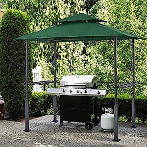 ABCCANOPY 8'x 5' Grill Gazebo Canopy - Outdoor BBQ Gazebo Shelter with LED Light, Patio Canopy Tent for Barbecue and Picnic (Forest Green)