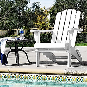 PolyTEAK Folding Adirondack Chair, Premium Weather Resistant Poly Lumber, Outdoor Patio Furniture, Up to 300 lbs, Plastic Adirondack Chairs for Patio Garden Fire Pit, Classic Collection - White