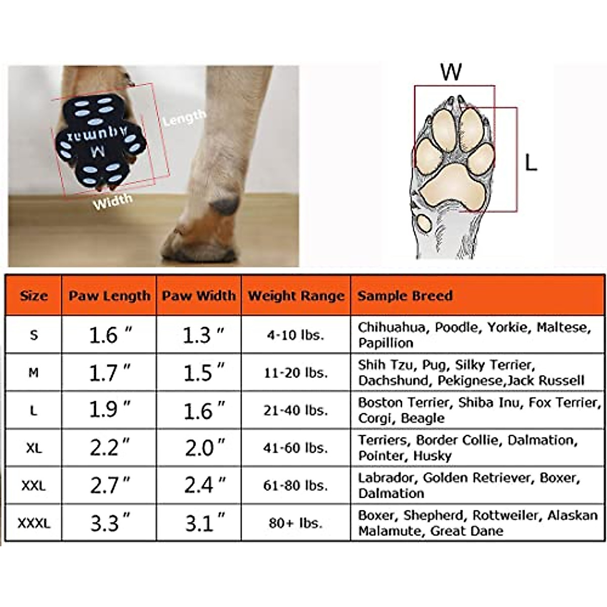 Aqumax Dog Anti Slip Paw Grips Traction Pads,Paw Protection with Stronger Adhesive, Non-Toxic,Multi-Use on Hardwood Floor or Injuries,12 sets-48 Pads XL Black