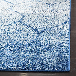 SAFAVIEH Madison Collection X-Large Area Rug - 12' x 15', Navy & Blue, Glam Ogee Trellis Distressed Design, Non-Shedding & Easy Care, Ideal for High Traffic Areas in Living Room, Bedroom (MAD604N)