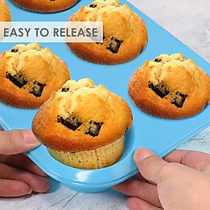 TRUSBER Muffin Pan, 2.75 Inch Silicone Muffin Tin with 6 Cups Silicone Cupcake Molds - 2 PACK Large Cupcake Liner Pan, BPA FREE & Dishwasher Safe