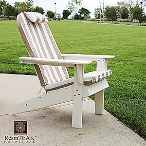Resin TEAK Essential Adirondack Chair, All Weather Plastic Outdoor Chairs for Fire Pit, Campfire, Patio, Porch, Comfortable Seat for Long Relaxation, Up to 300 lb Capacity - White