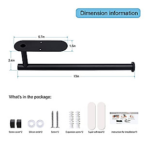 ASTOFLI Paper Towel Holder Under Cabinet, Self Adhesive and Drilling Paper Towel Holder Wall Mount, Under Cabinet Paper Towel Holder for Kitchen, Black Paper Towel Holder SUS304 Stainless Steel