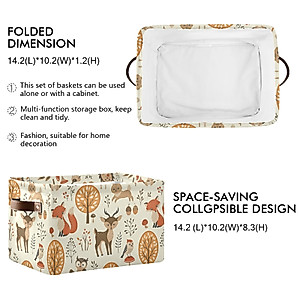 ALAZA Rectangular Storage Bins with Handles,Collapsible Autumn Forest Jungle Animal Fox Deer Rabbit Laundry Hamper Storage Box for Toy Bins,Gift Baskets Bedroom,Clothes,Pack 1