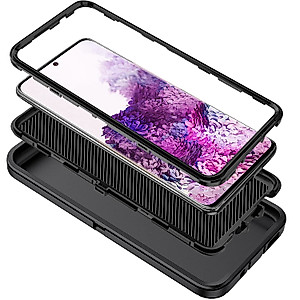 Mieziba for Galaxy S20 5g Case,Shockproof Dropproof Dustproof 3-Layer Full Body Protection Rugged Heavy Duty High Impact Hard Cover Case for Galaxy S20 6.2 inch,Black