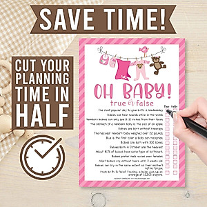 75 Pink Who Knows Mommy Best, Baby Prediction and Advice Cards etc, 25 True Or False, Word Scramble For Baby Shower Ideas - 8 Double Sided Cards Baby Shower Games Funny, Baby Shower Party Supplies