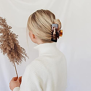 AIMIKE Large Hair Claw Clips 4.1 Inch, Acrylic Claw Hair Clips for Thick Hair, Strong Hold Rectangular Jaw Clips for Thin Hair, French Design Big Hair Clips for Women Girls - Nonslip Clip (4 Pcs)