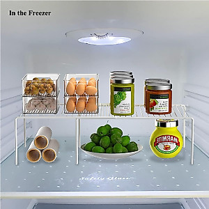 Homics Expandable Cabinet Storage Organizer Shelf, Freezer Shelf Kitchen Cabinet Pantry Spice Rack for Plate Cup Organizer with Scratch Resistant Feet