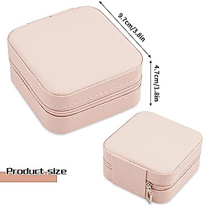 Portable Travel Mini Jewelry Box Leather Jewellery Ring Organizer Case Storage Gift Box Girls Women (2pcs pink).