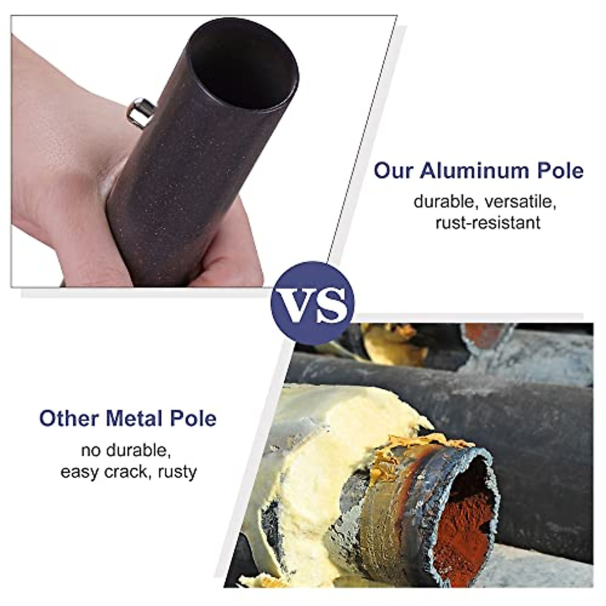 Aok Garden 6.5x10 ft Rectangular Patio Umbrella Outdoor Market Table Umbrella Aluminum Pole with Tilt and Crank 6 Sturdy Ribs for Deck Lawn Pool, Navy Blue