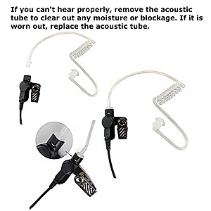 MaximalPower HYTERA HYT Single Wire 2-Pin Radio Earbud Headset PTT Mic in-Ear Clear Coil Tube
