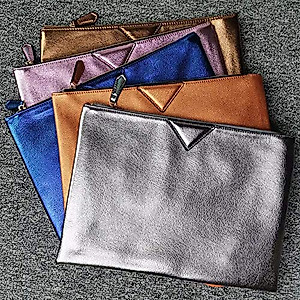 NIGEDU Women Clutches Oversized PU Leather Envelope Clutch Bag Large Purse Shiny Evening Party Bags (Blue)